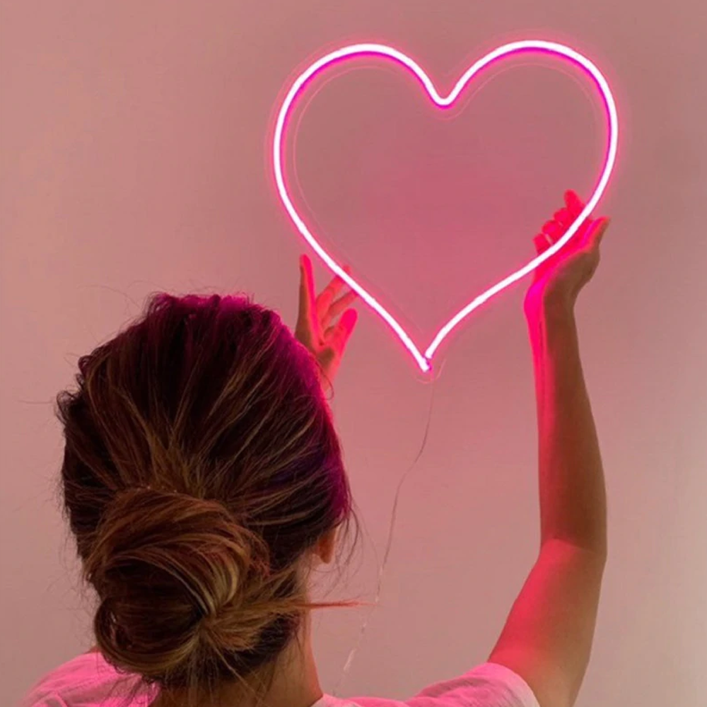 Neon Pink Heart Wall Light To Spread Love | Inspire Uplift