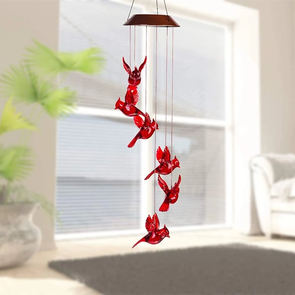 Harmony in Your Garden - Solar Powered Cardinal Wind Chime L | Inspire ...