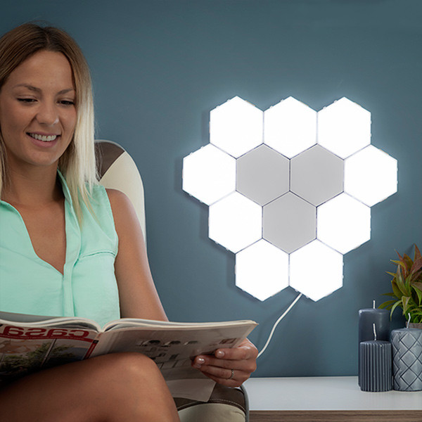 Hexagon Modular Touch LED Tile Lights, Set of 5 - USB Powere | Inspire ...