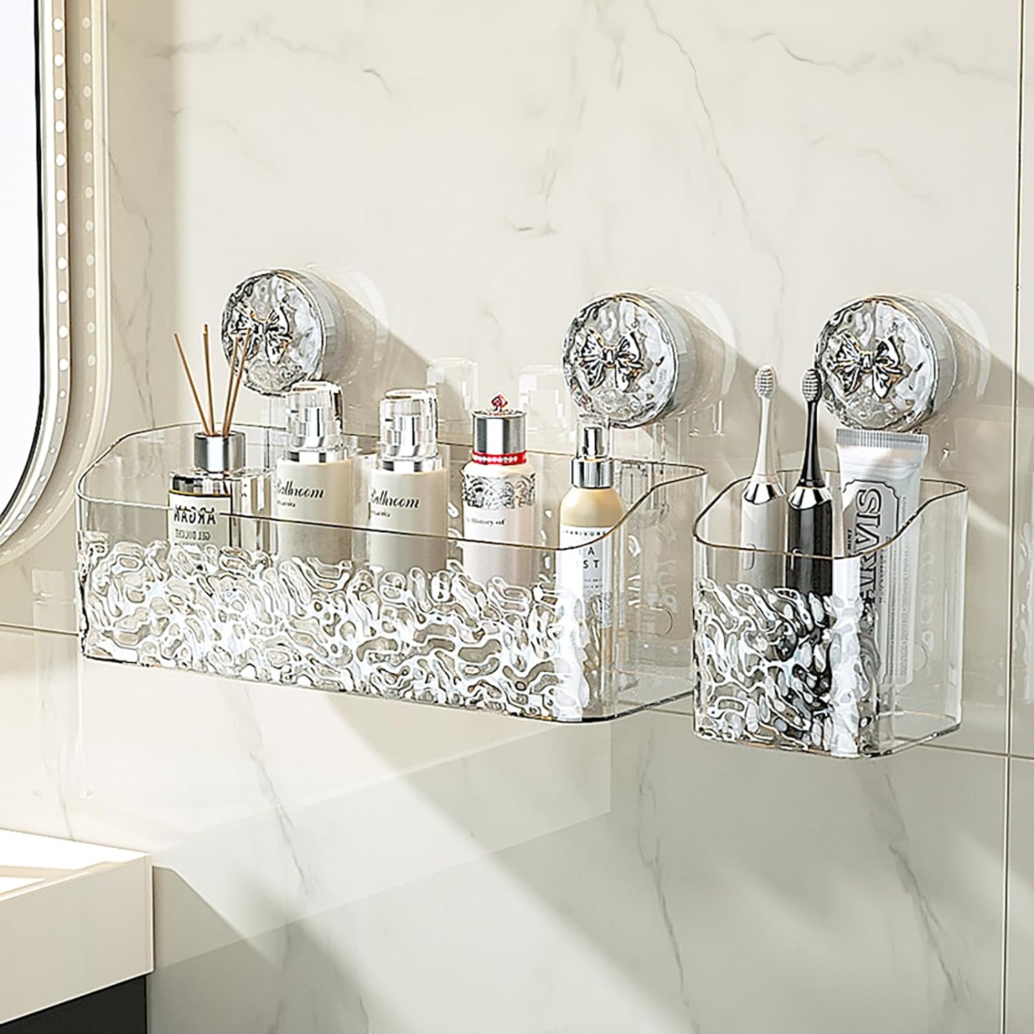 Light Luxury Style Glacier Pattern Suction Cup Shelf | Inspire Uplift