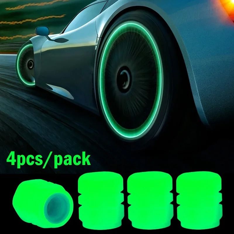 Glow-in-the-Dark Universal Tire Valve Caps | 4 Pack | Inspire Uplift