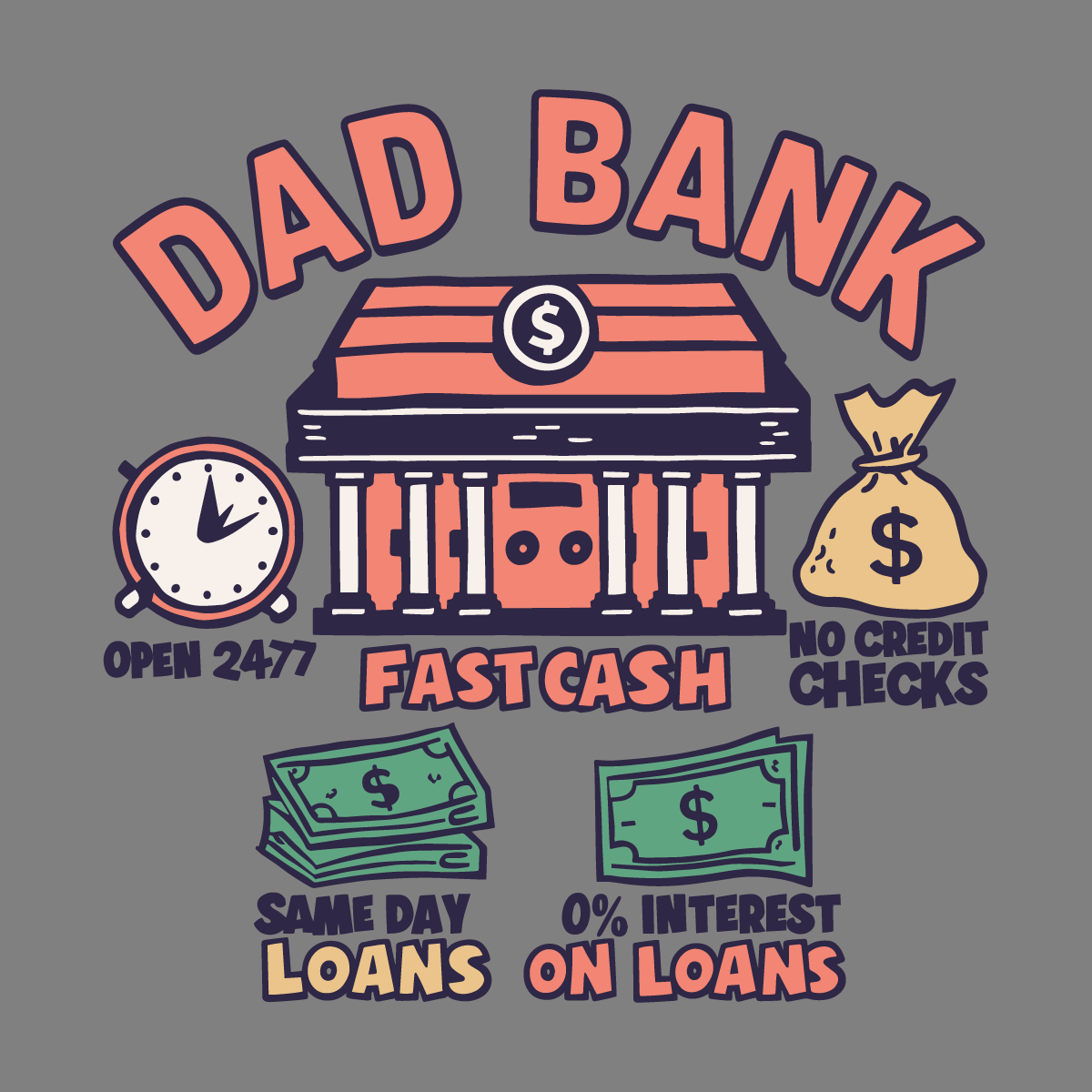 Dad Bank Fatherhood Funny Daddy SVG Digital Download Files | Inspire Uplift