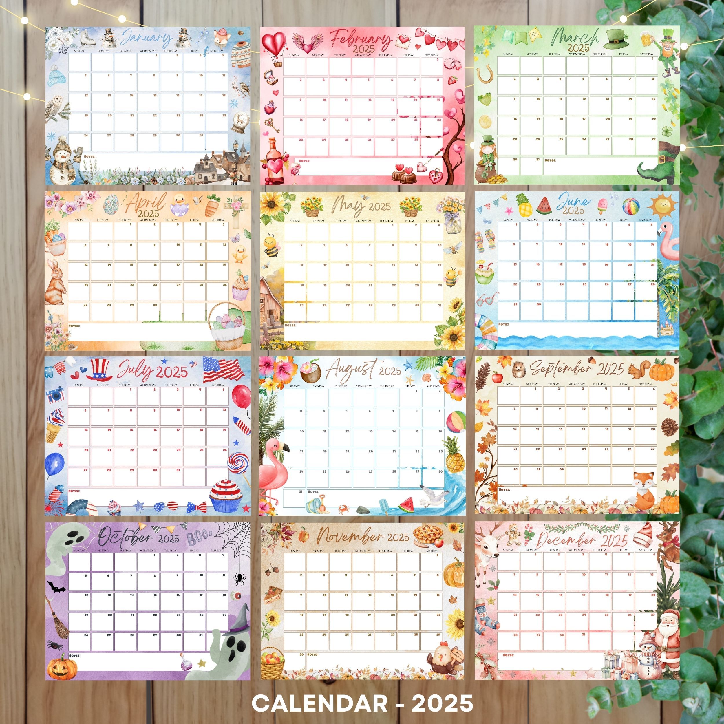 EDITABLE in PDF 2025 Calendar, calendar 2025 | Inspire Uplift