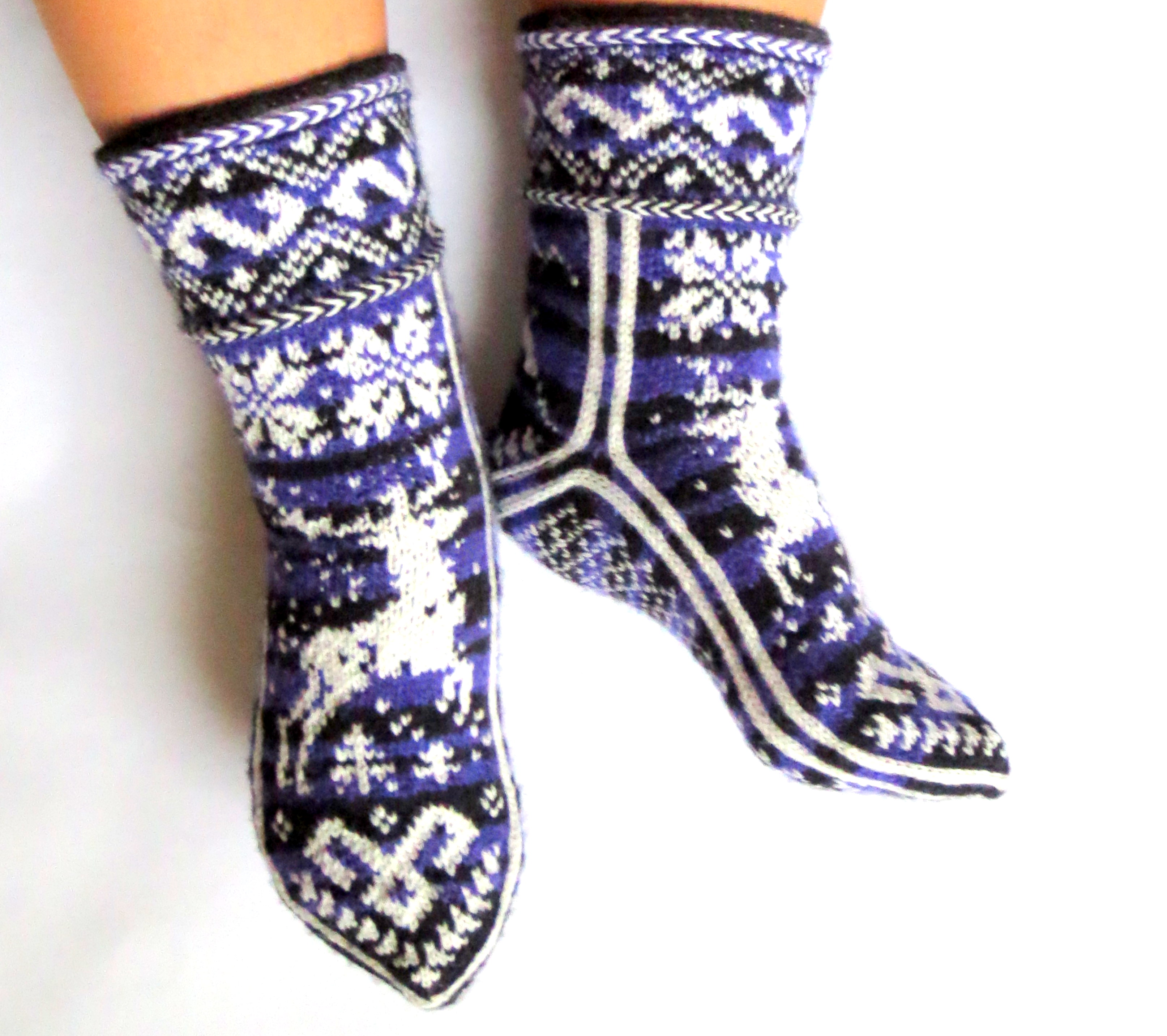 Norwegian Socks Hand Knit Merino Wool Fair Isle Socks Deer P | Inspire ...