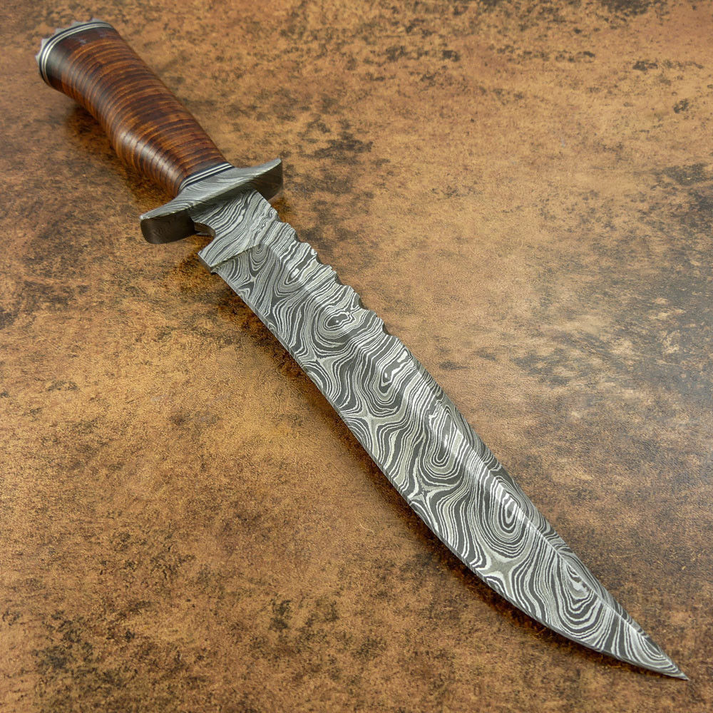 CUSTOM HAND MADE DAMASCUS STEEL BOWIE HUNTING KNIFE STACKED | Inspire Uplift
