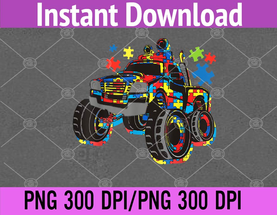 Monster Truck With Autism Puzzle Background Love Acceptance | Inspire ...