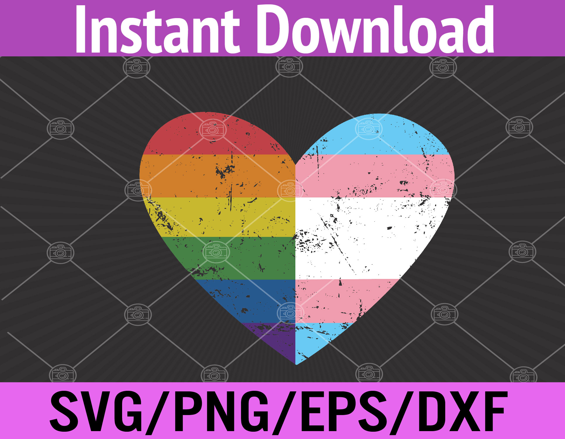 Heart with rainbow and transgender flag for pride month Svg | Inspire ...