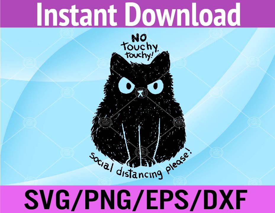 Cat Lover Black Cat No Touching Svg, Eps, Png, Dxf, Digital | Inspire ...