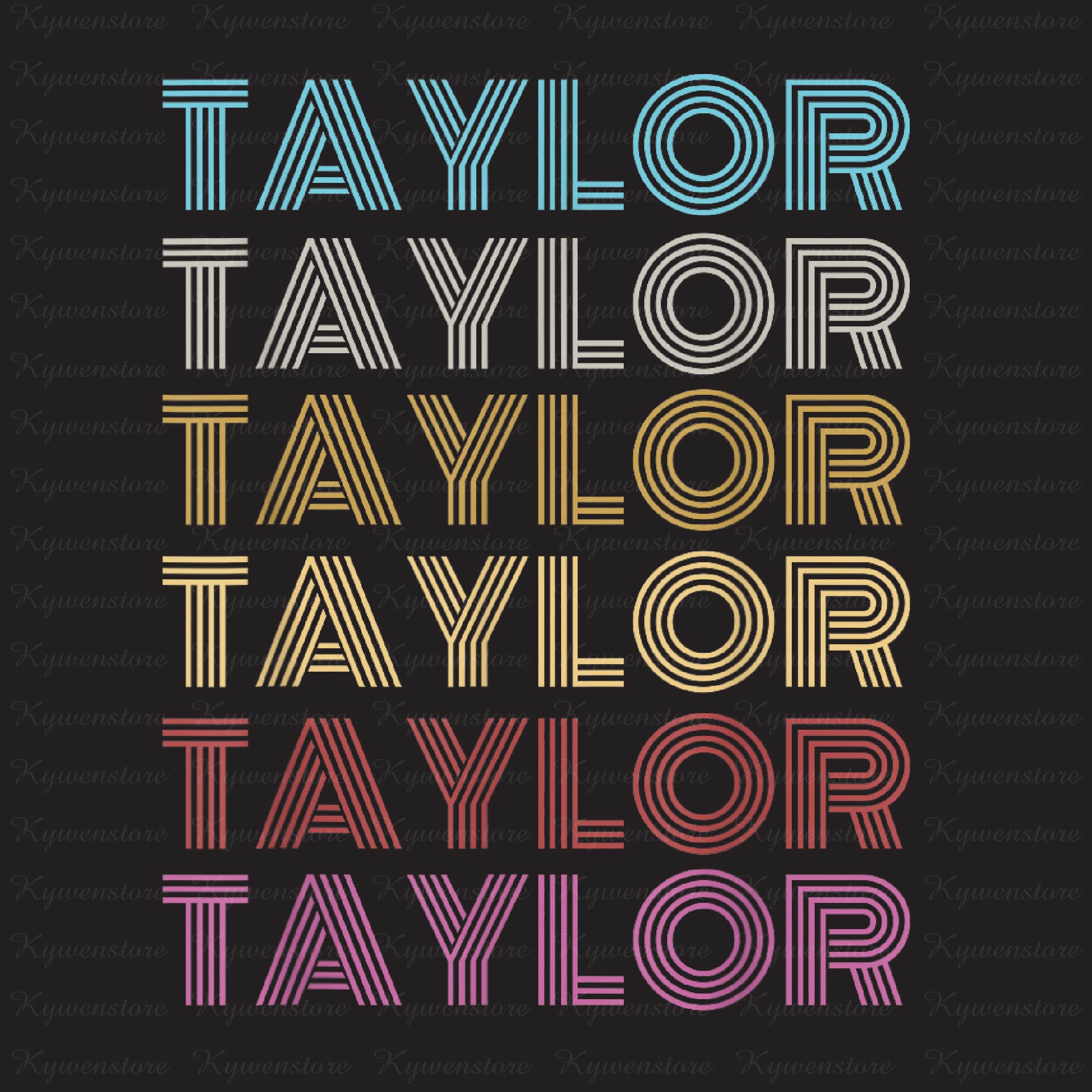 First Name Taylor Retro Personalized Groovy 80's Png - Inspire Uplift