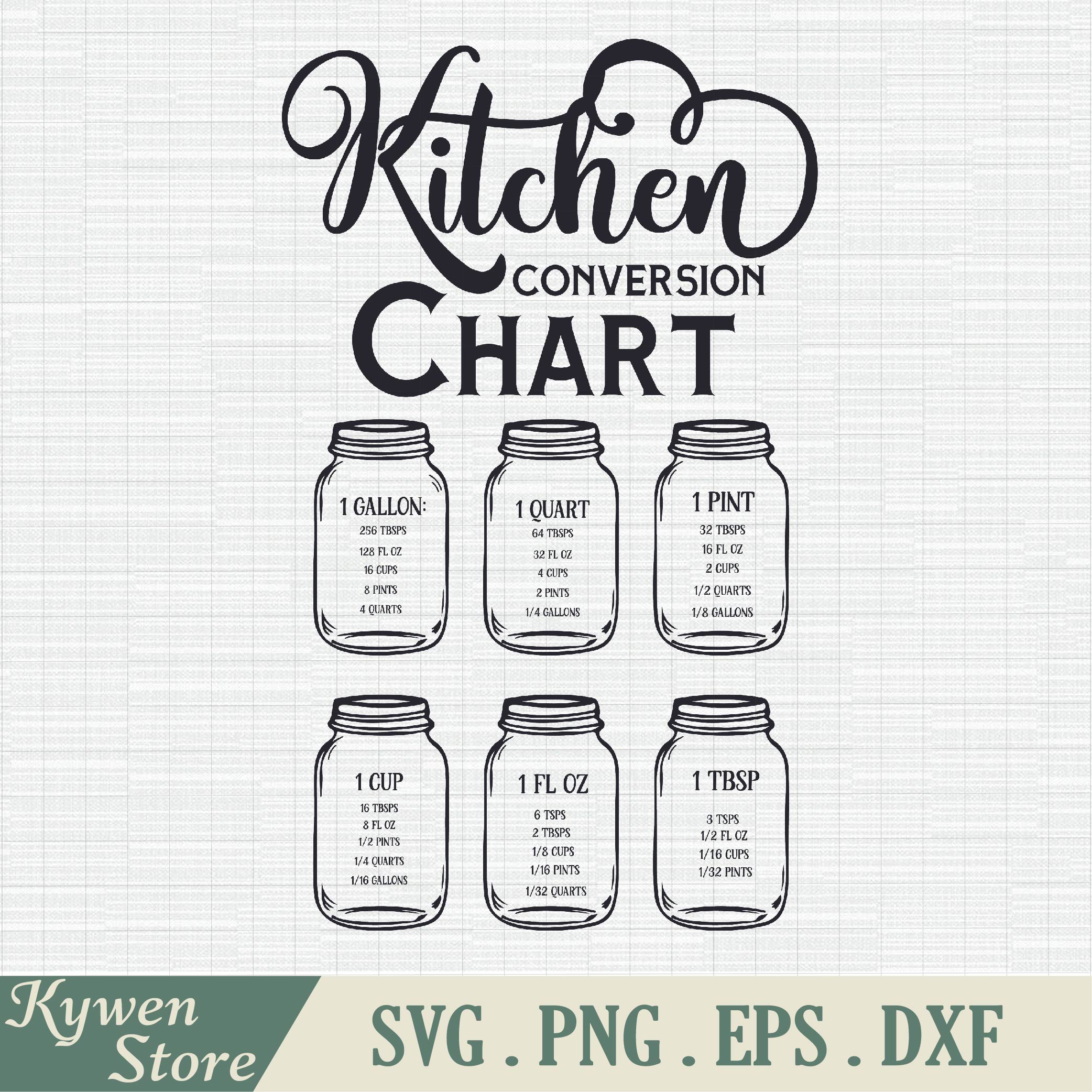 Kitchen Conversion Chart Svg, Kitchen Conversion Svg, Kitche | Inspire ...