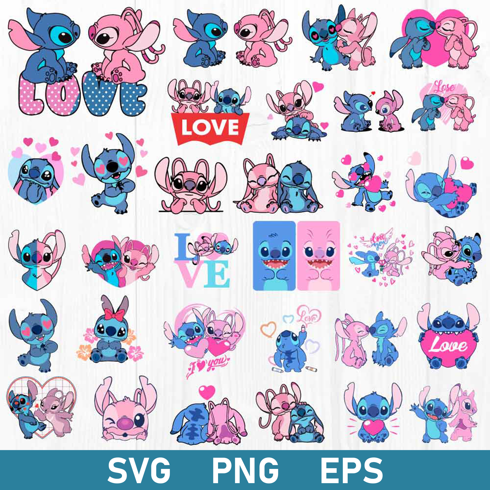 Stitch Valentine Bundle Svg, Stitch Svg, Cartoon Svg, Valeti | Inspire ...