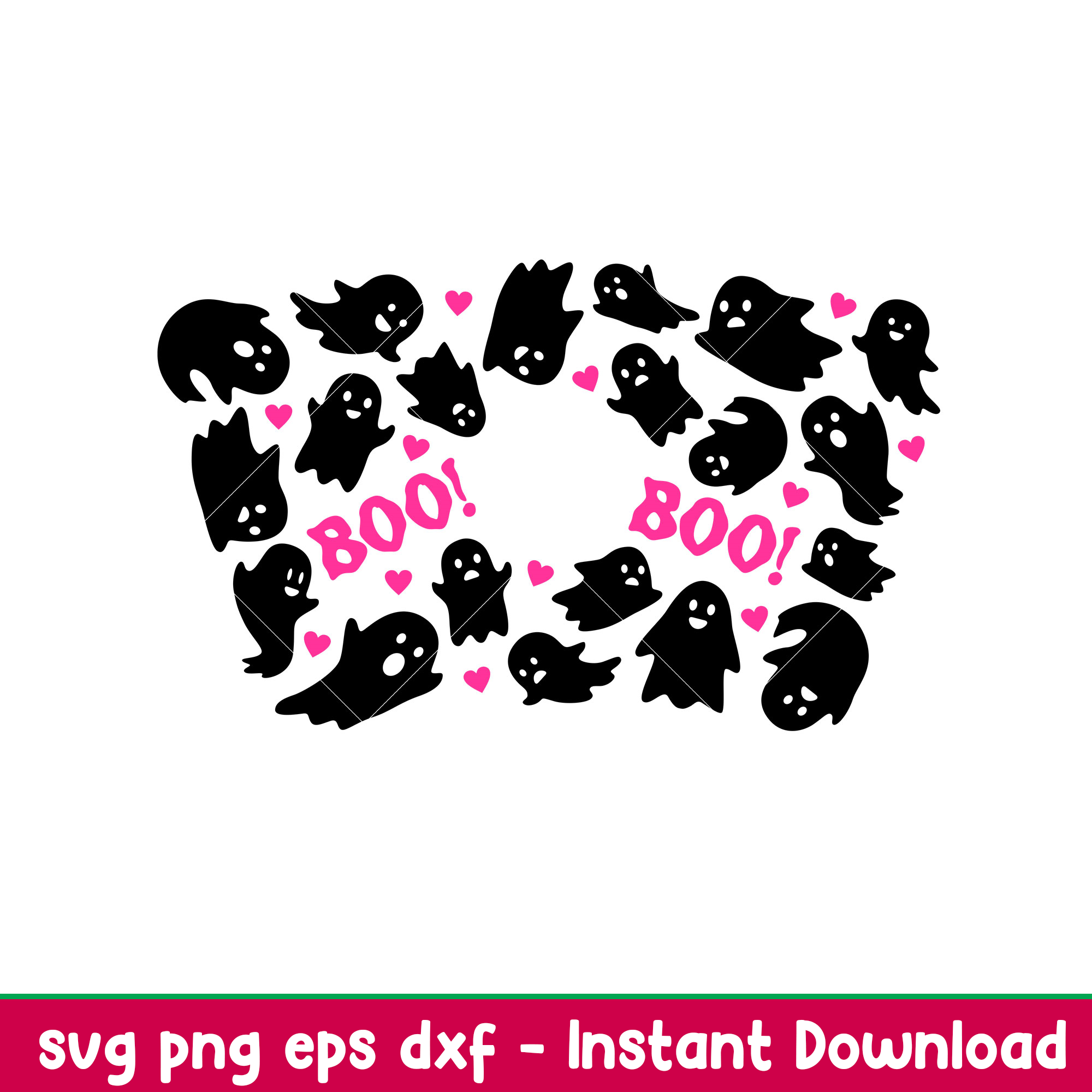 Cute Ghost Full Wrap, Cute Ghost Starbucks Full Wrap Svg, Ha - Inspire ...