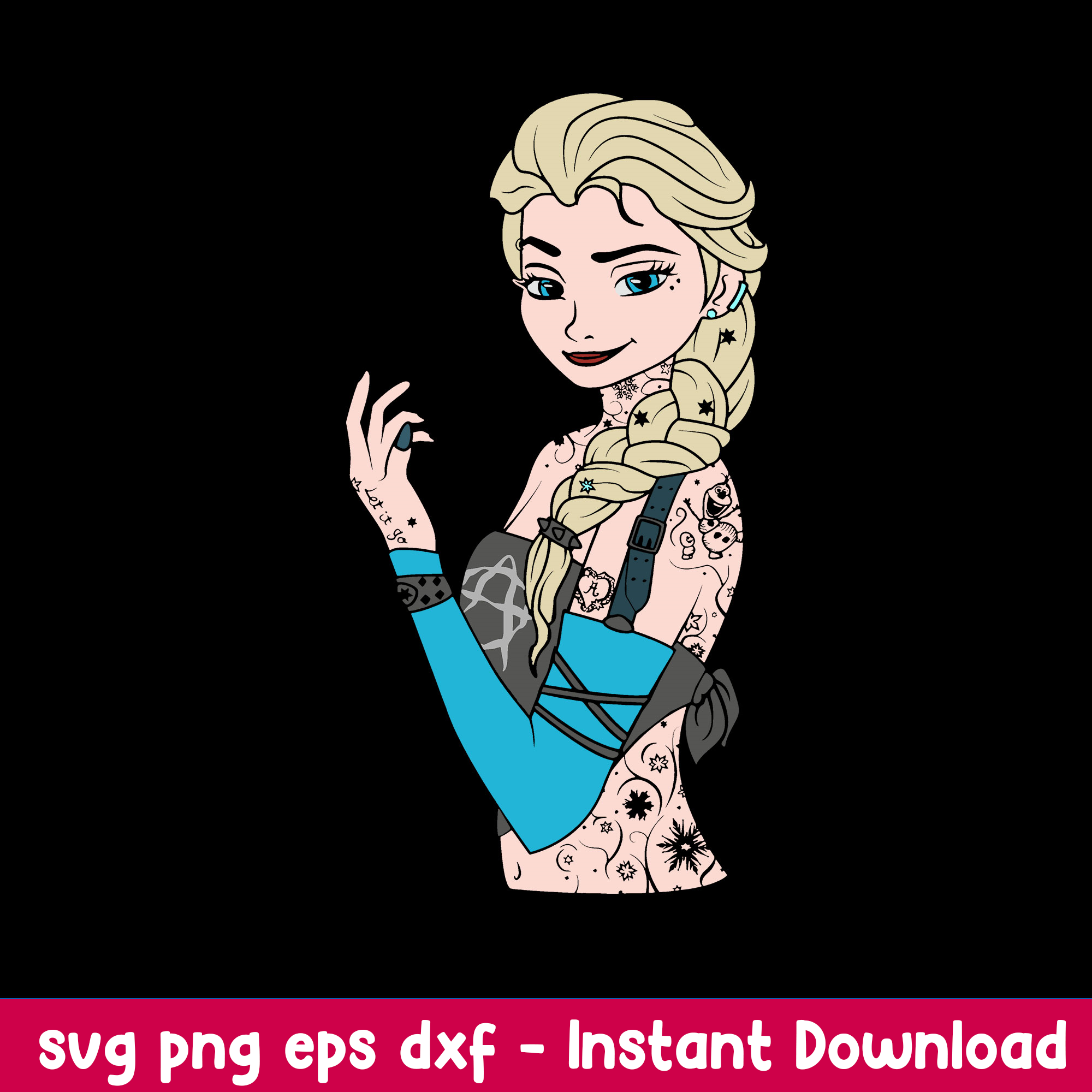 Elsa Tattoo Svg, Pincess Elsa Svg, Disney Svg, Png Dxf Eps F | Inspire ...