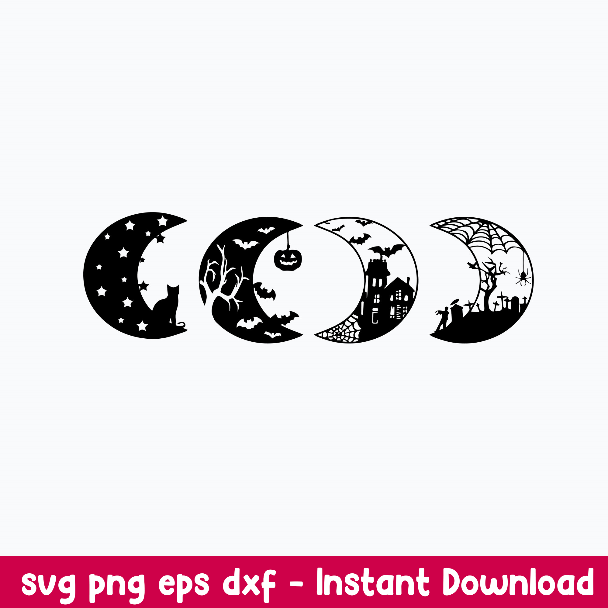 Halloween Moon Scenes Svg, Haunted Moon Svg, Moon Scary Svg, | Inspire ...