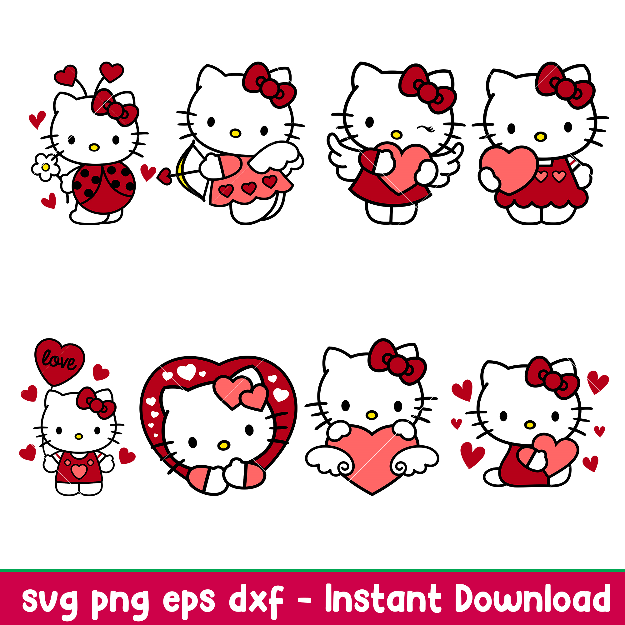 Valentine Hello Kitty, Valentine Benito Kitty Svg, Hello Kit | Inspire ...