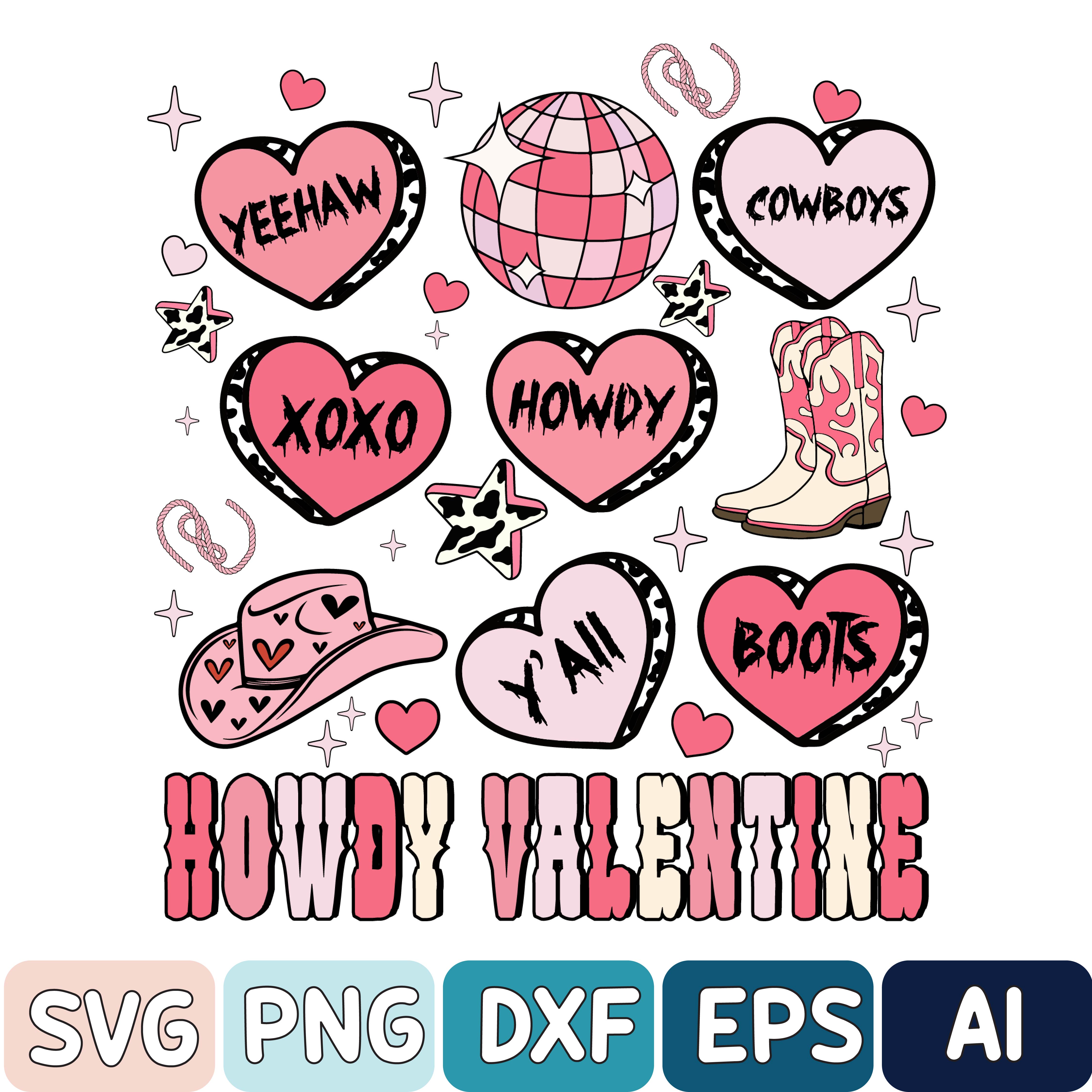 Howdy Valentine Svg, Western Valentines Svg, Disco Ball Vale | Inspire ...