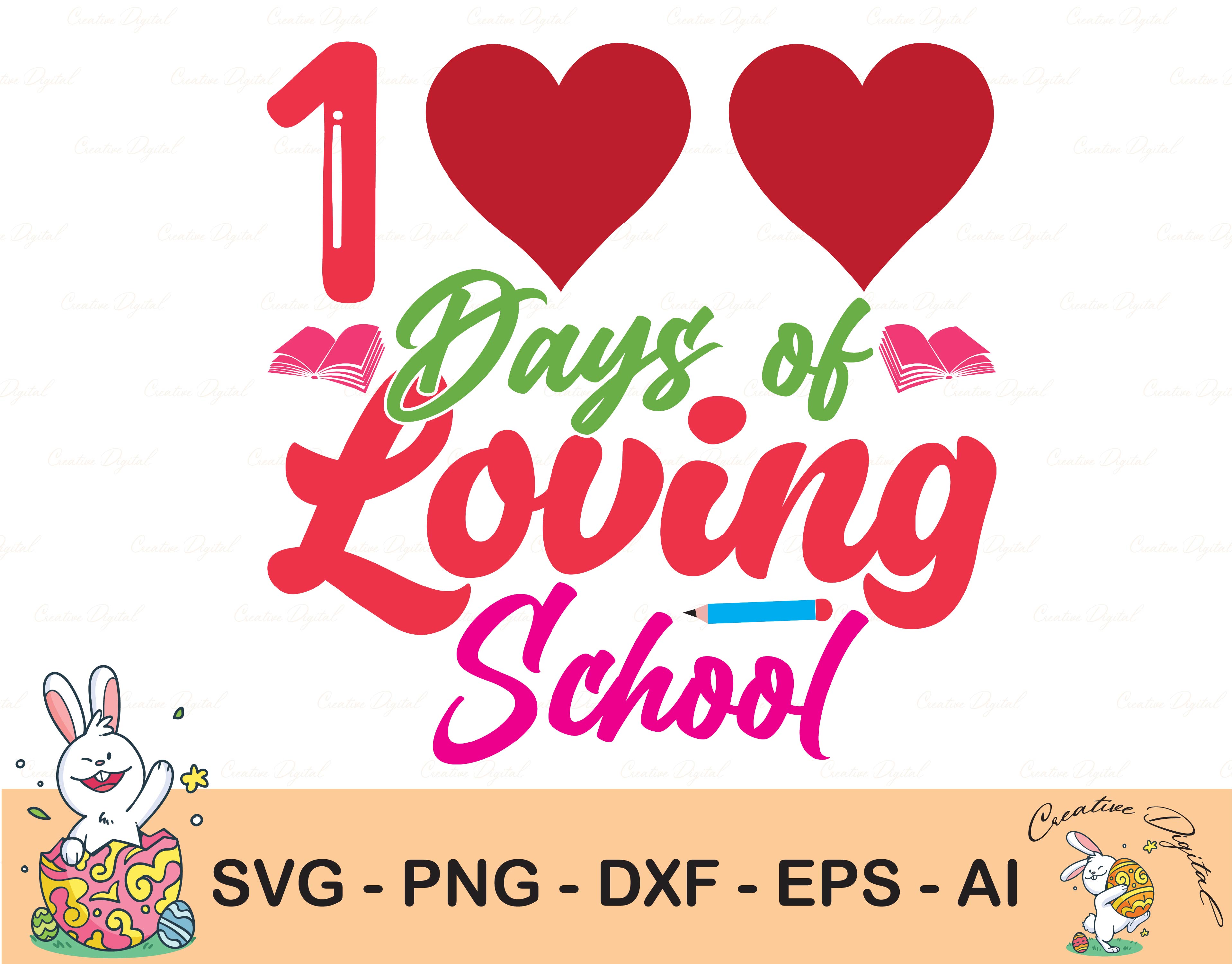 100 Days Of School Svg, 100 Days Of Loving School Svg, 100 H | Inspire ...