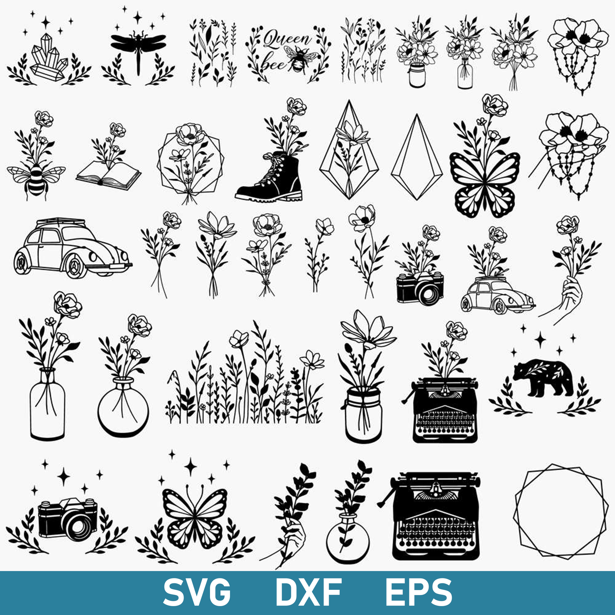 Floral Bundle Svg, FLower Svg, Wildflower Svg, Bouquet Svg, - Inspire ...