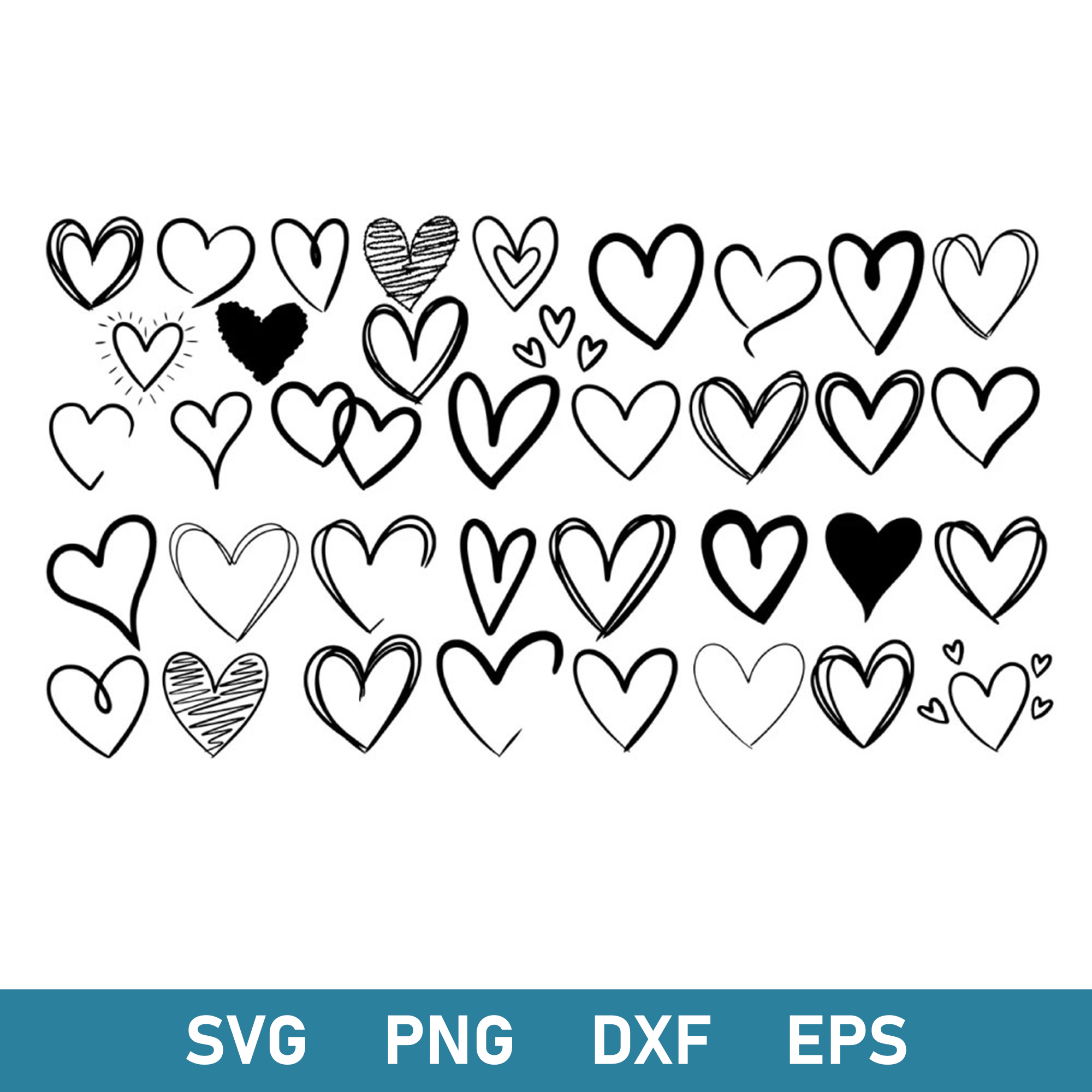 Heart Bundle Svg, Heart Svg, Valentines Day Svg, Sketch Hear | Inspire ...