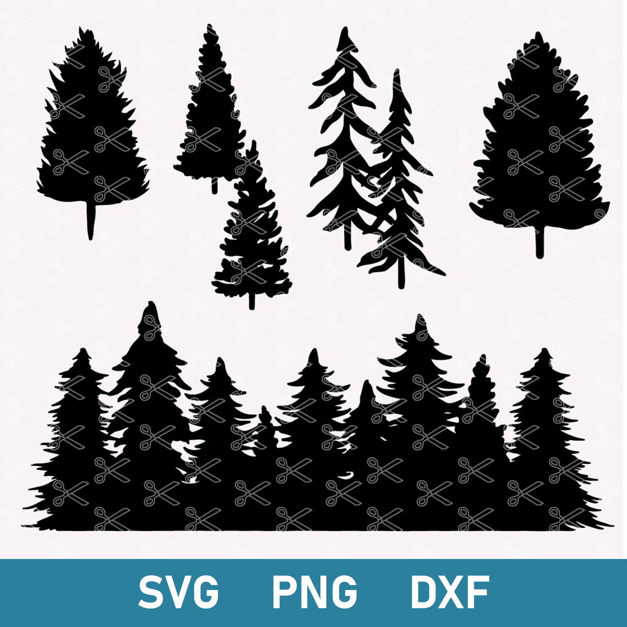 Tree Bundle Svg, Pine Tree Svg, Christmas Tree Svg, Png Dxf - Inspire ...
