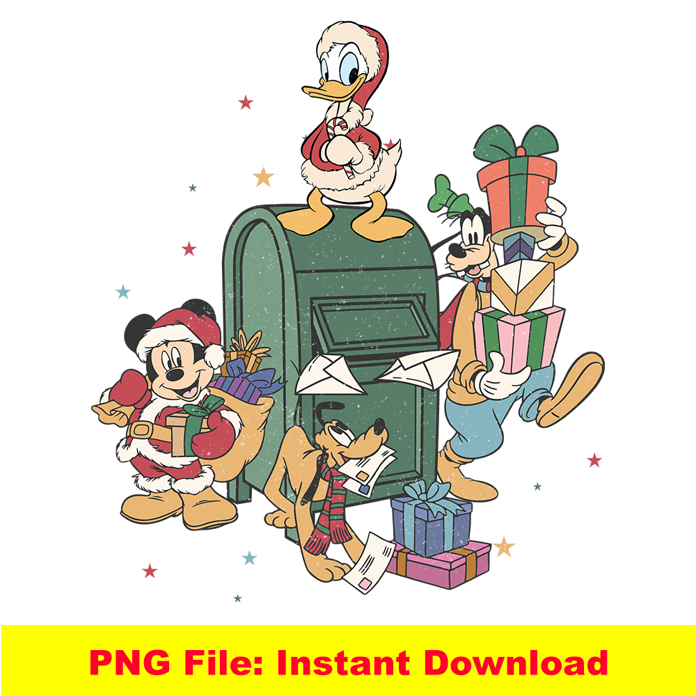 Christmas Disney mickey mouse family & friends mail PNG File | Inspire ...