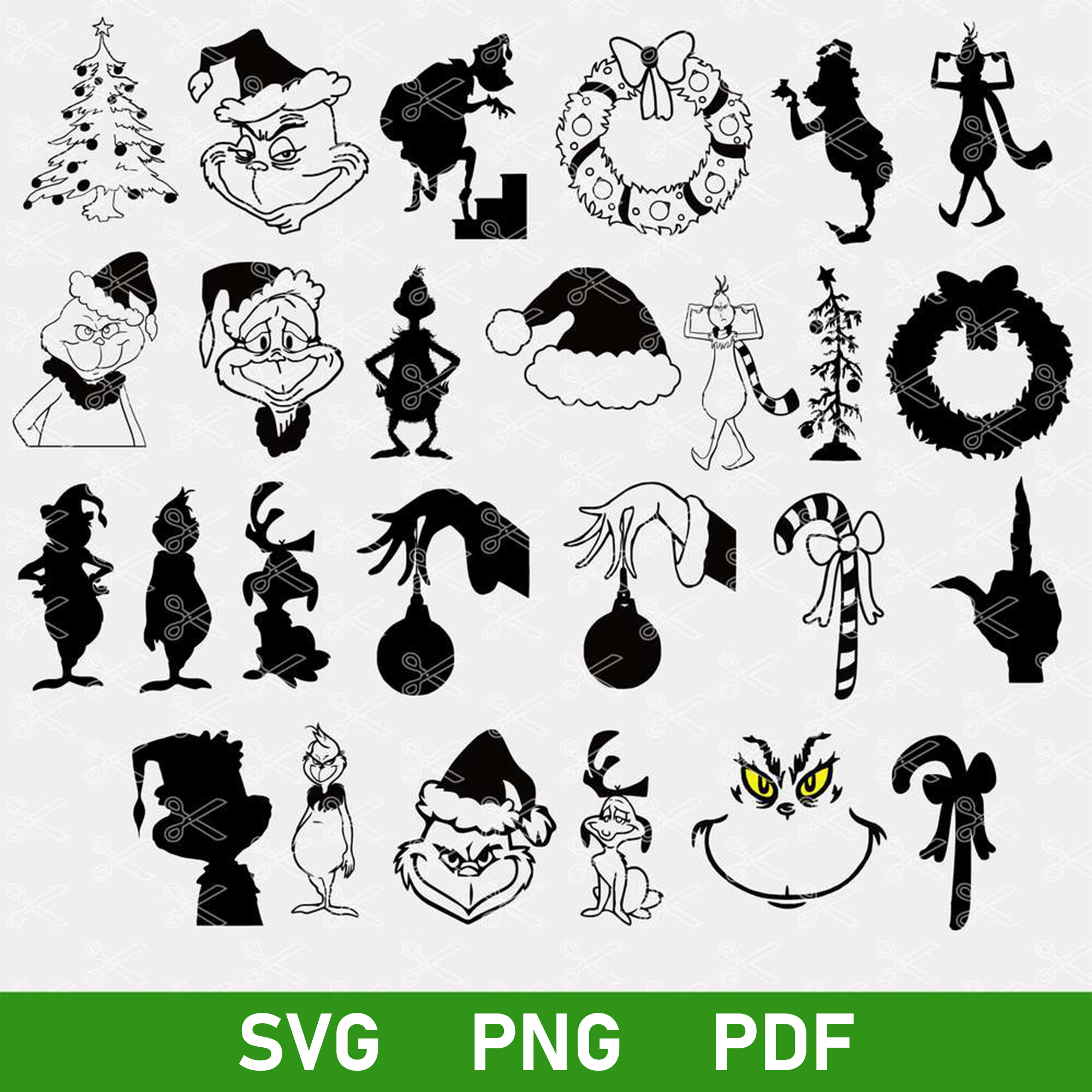 Grinch Silhouette Bundle Svg, Grinch Svg, Grinch Christmas S | Inspire Uplift
