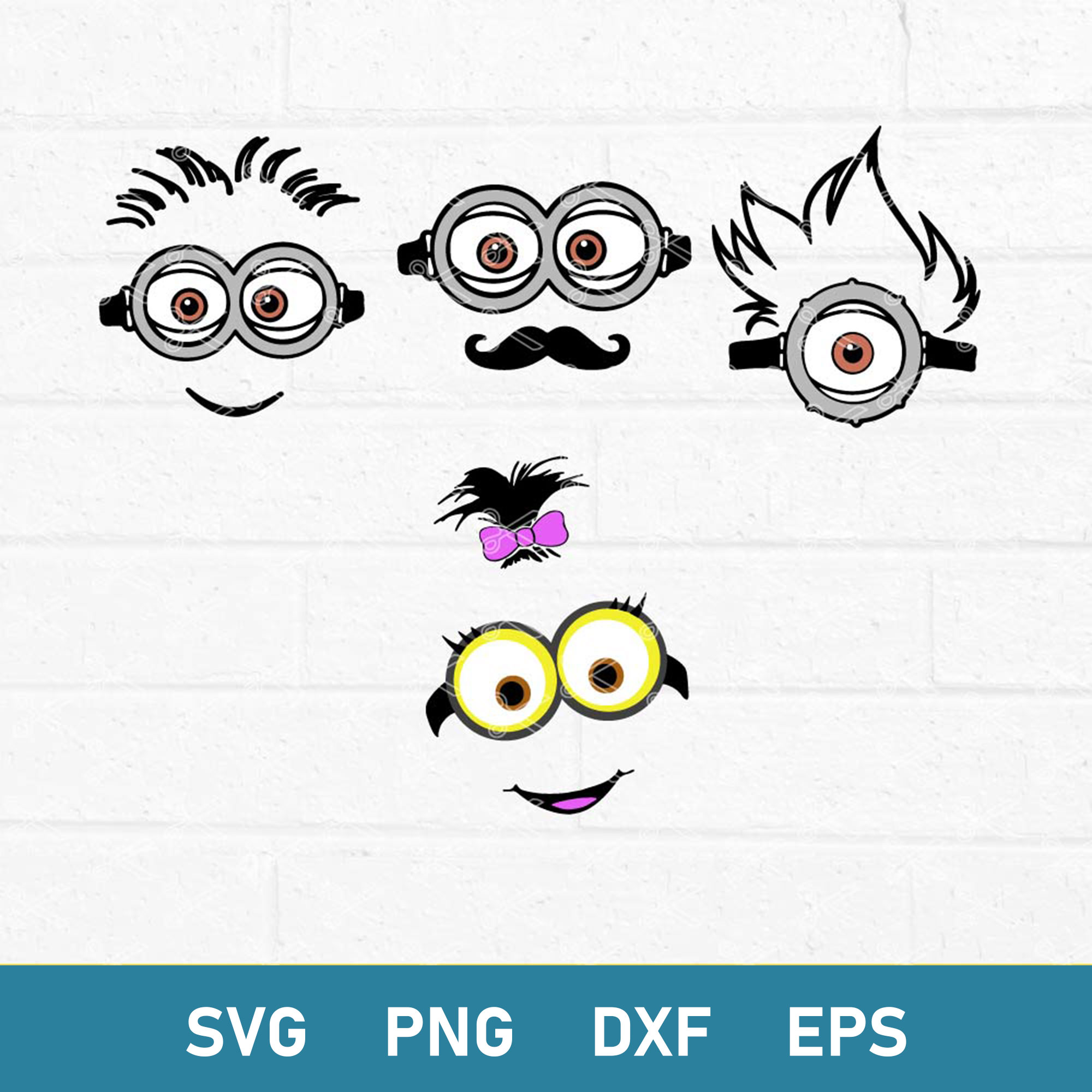 Minions Face Bundle Svg, Minions Svg, Despicable Me Svg, Png | Inspire ...