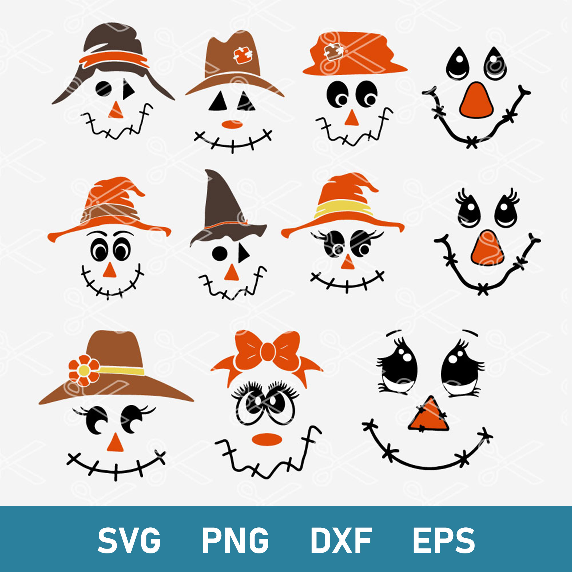 Scarecrow Bundle Svg, Scarecrow Face Svg, Halloween Svg, Png | Inspire ...