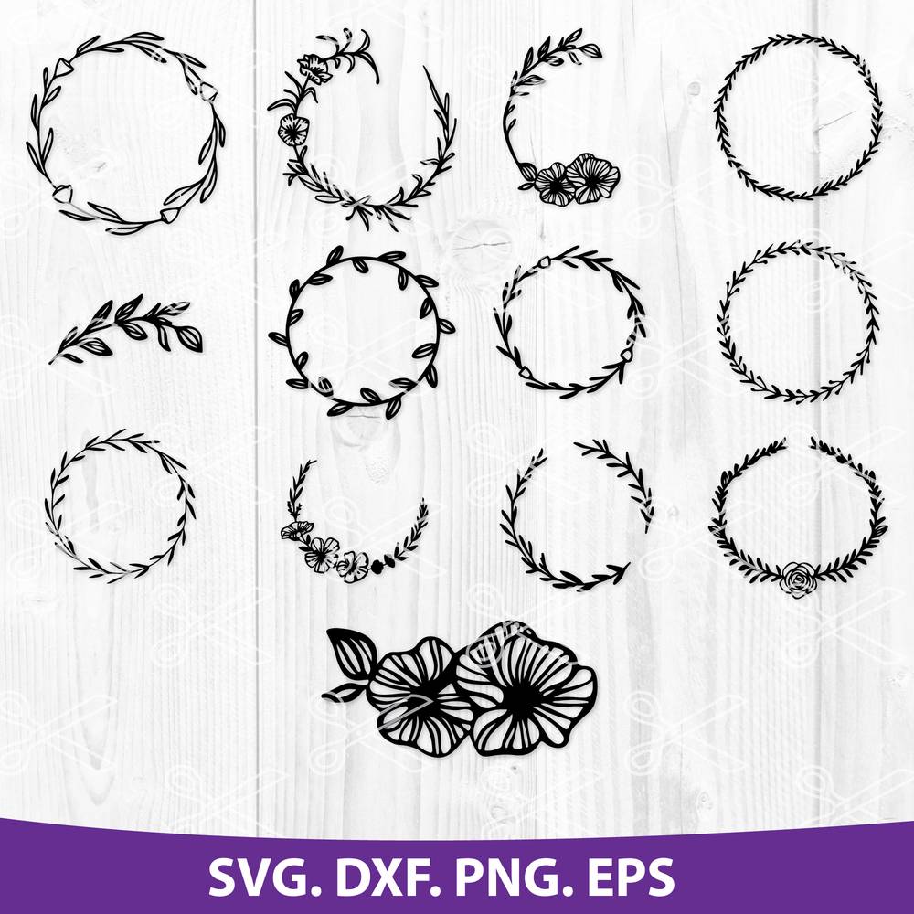 Wreath Bundle Svg, Wreath Svg, Floral Wreath Svg, Wreath Sil | Inspire ...
