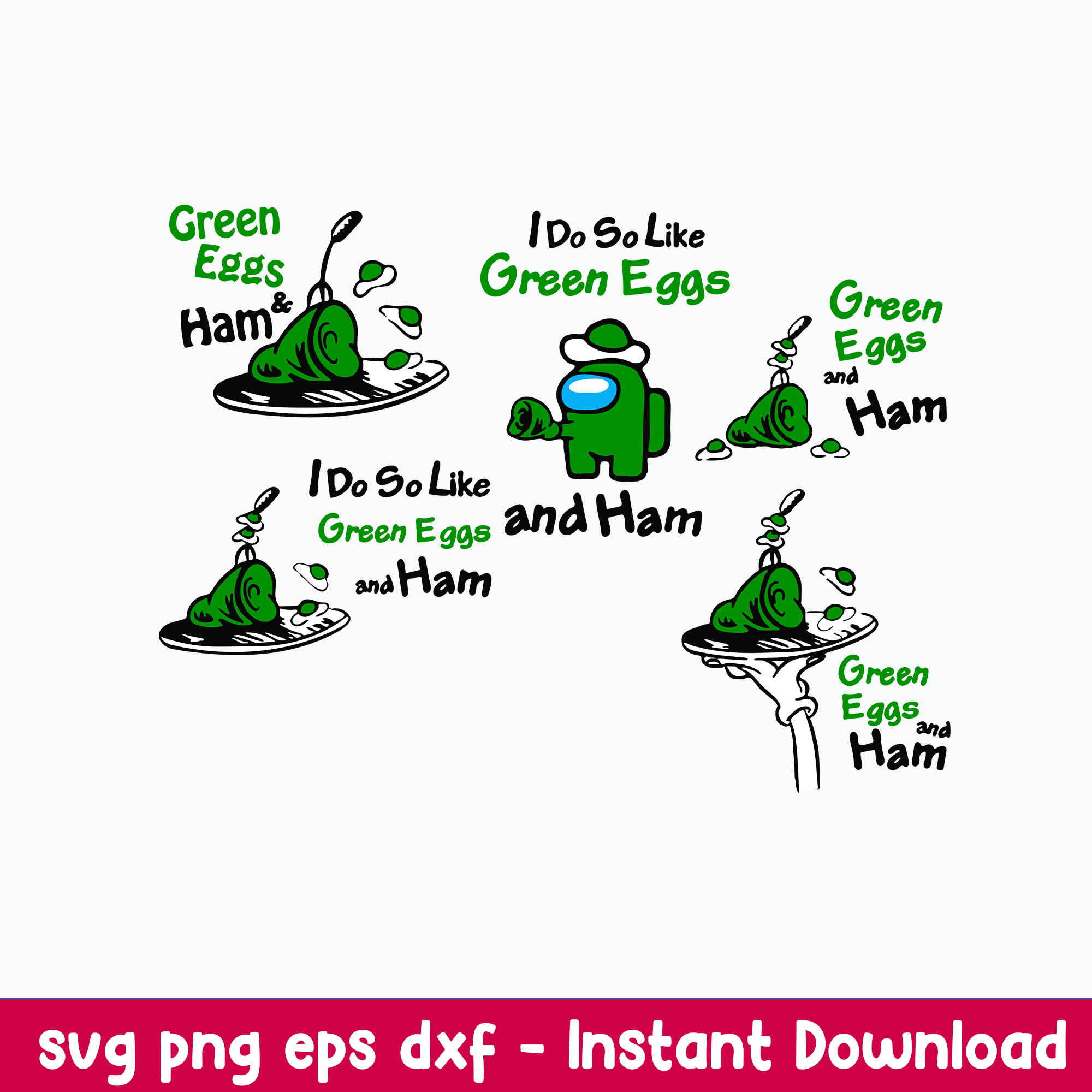 Green Eggs and Ham Svg, Among Us Svg, Dr Seuss Svg, Png Dxf | Inspire ...