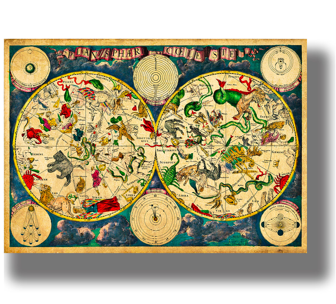 The zodiacal star map. Vintage celestial map iilustration. S | Inspire ...