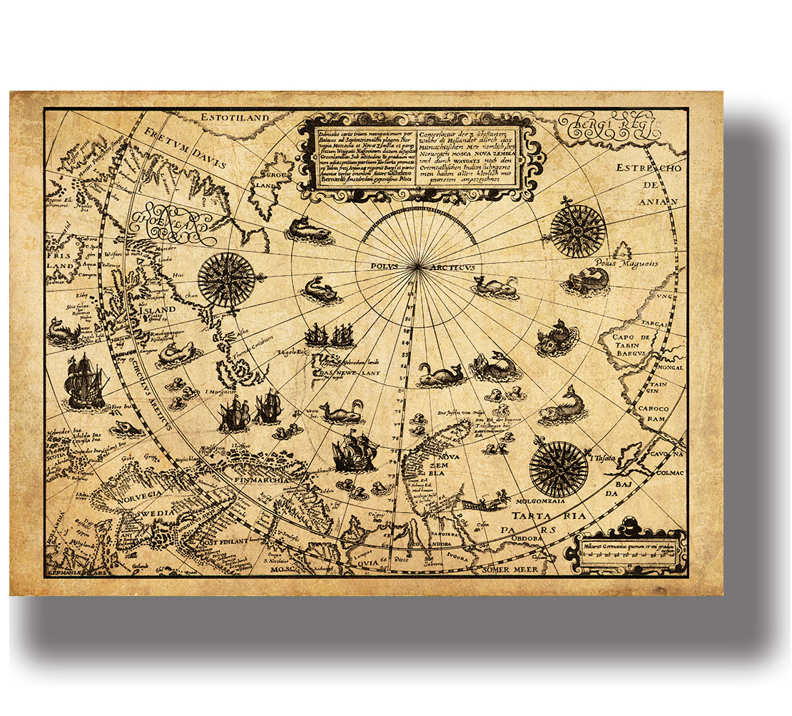 Cartography of the North Pole. Polar style wall decoration. | Inspire ...