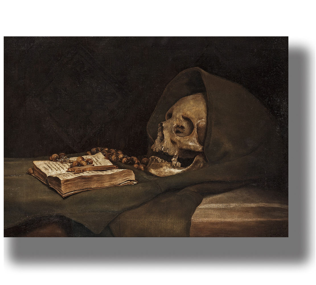 Scary monk skull portrait. Vanitas still life. Reproduction | Inspire ...