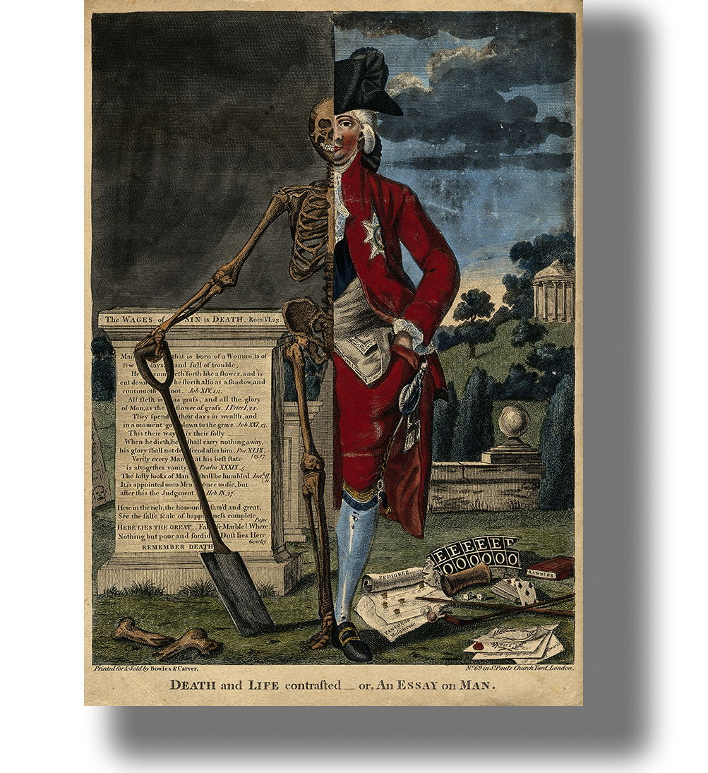 A man, half human and half skeleton. Macabre art print. Repr | Inspire ...