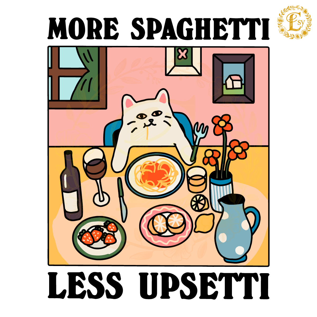 More Spaghetti Less Upsetti Cat SVG Digital Download Files D | Inspire Uplift