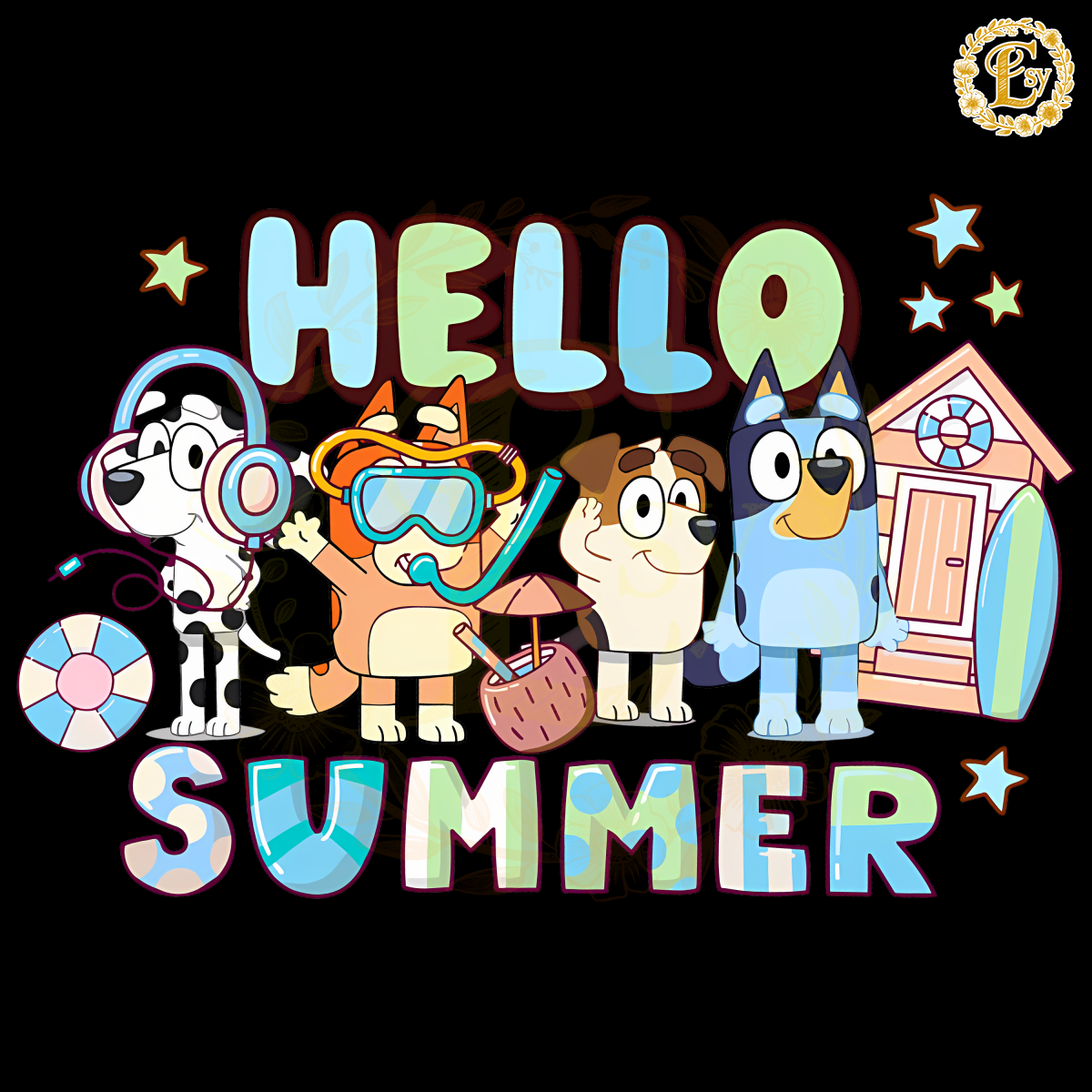 Hello Summer Bluey Friends PNG Digital Download Files | Inspire Uplift