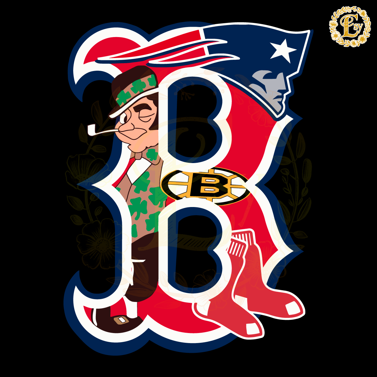 Retro Boston Sports Team Logo SVG Digital Download Files | Inspire Uplift