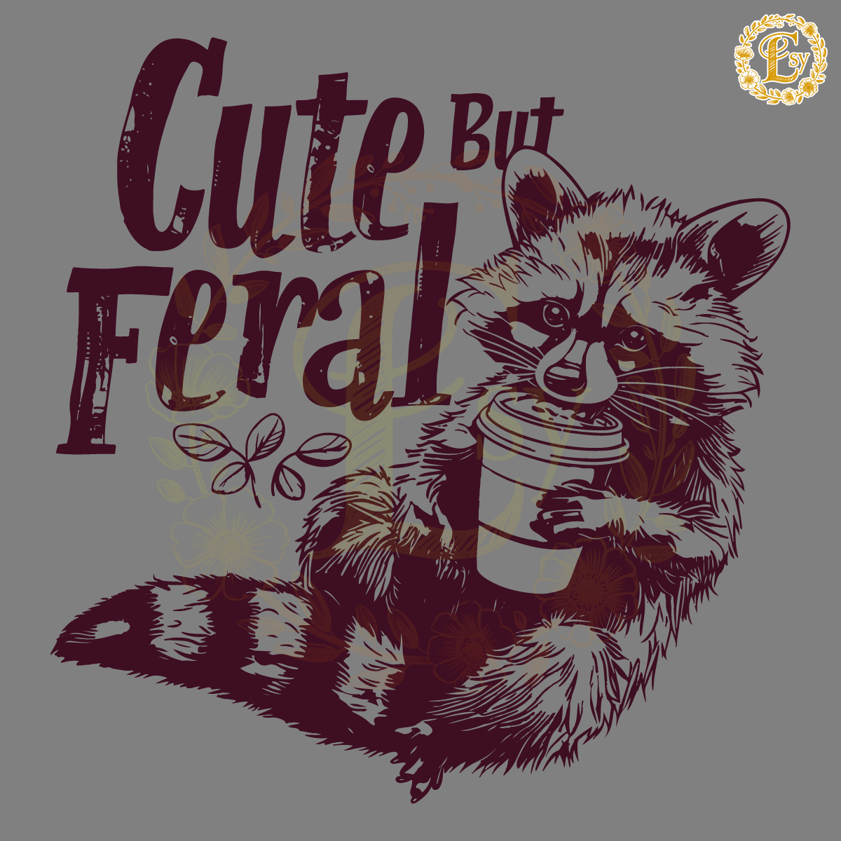 Vintage Feral Girl Summer Funny Raccoon Meme PNG | Inspire Uplift