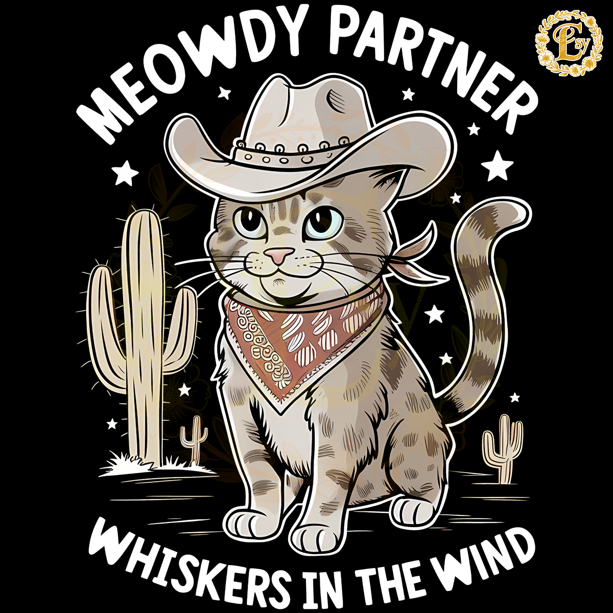 Vintage Meowdy Partner Cowboy Cat PNG Digital Download Files | Inspire ...