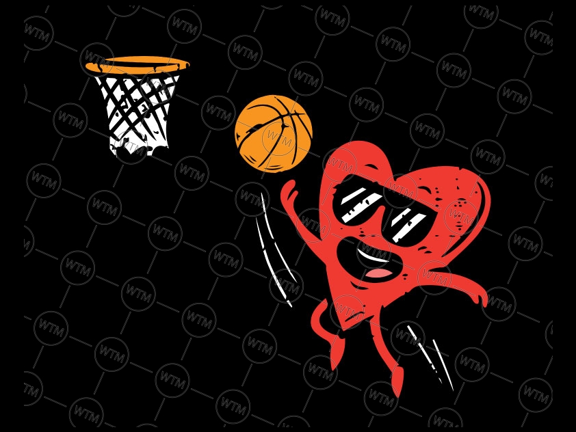 Heart Playing Basketball Svg, Cute Valentines Day Sports Svg | Inspire ...