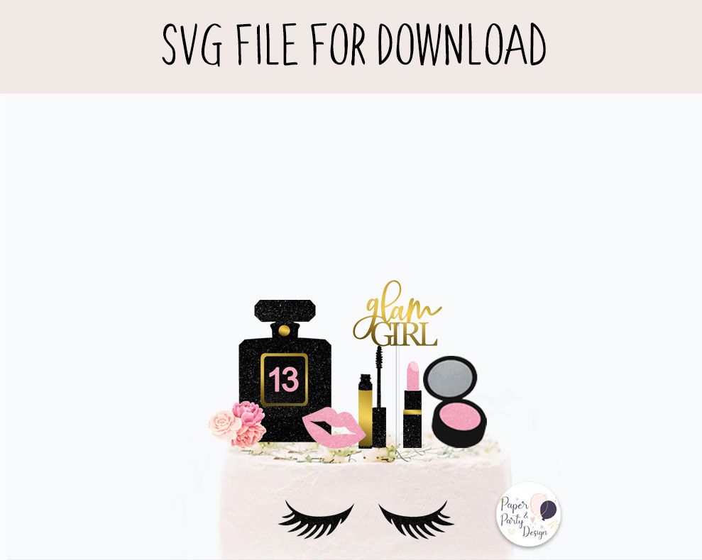 Make Up Cake Topper Svg, Digital Cut File Instant Download, | Inspire ...