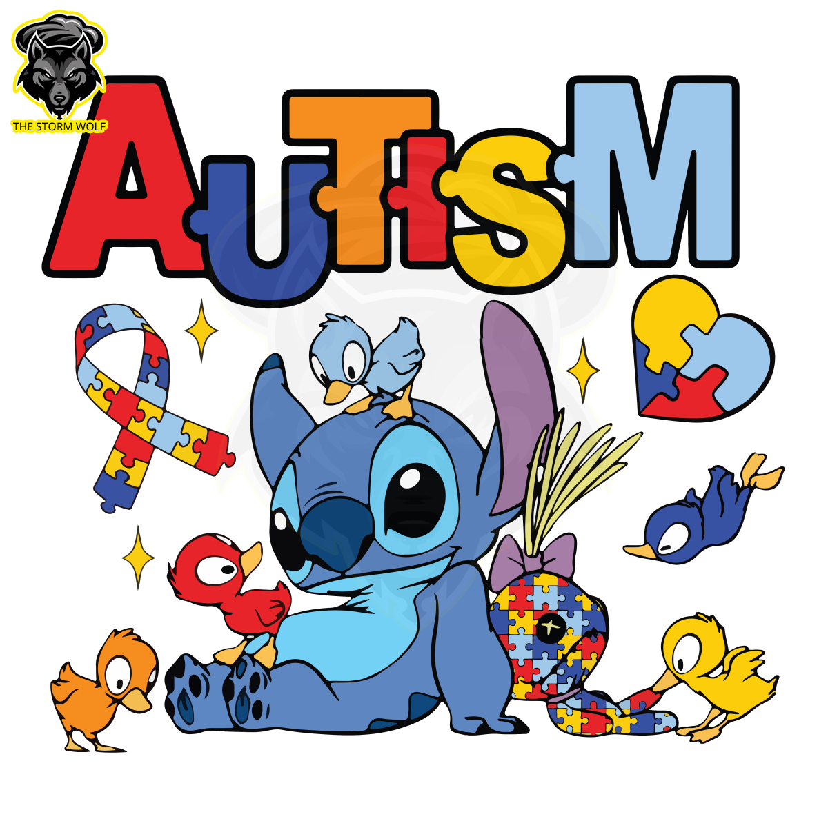 Cute Stitch Autism Awareness PNG Digital Download Files | Inspire Uplift
