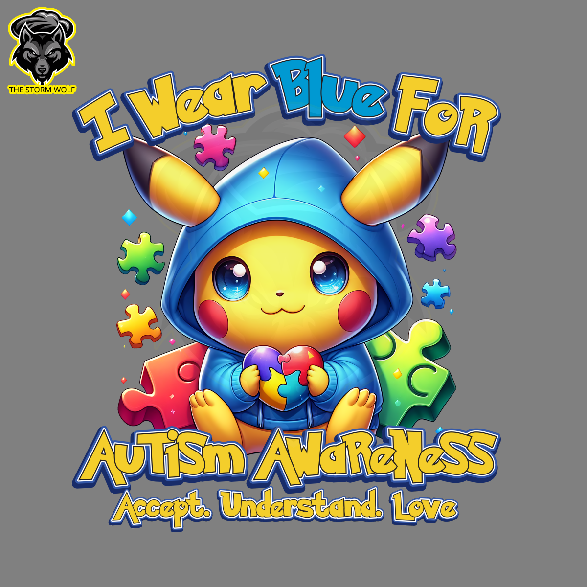 I Wear Blue For Autism Awareness Pikachu PNG - Inspire Uplift