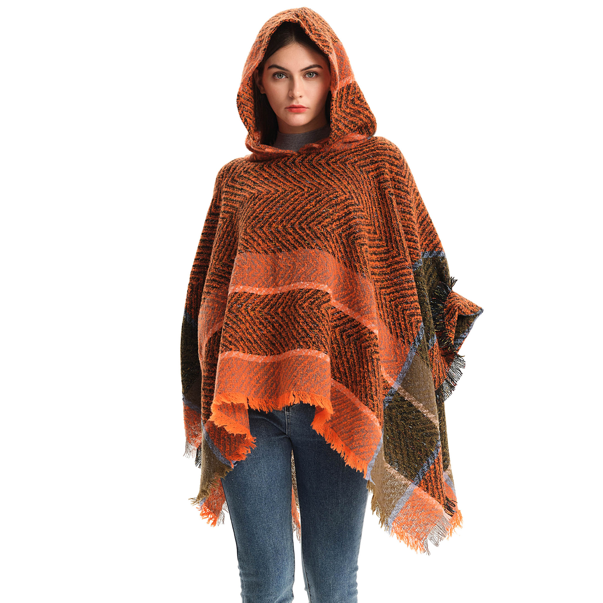 Autumn Winter Women's Hooded Cape Poncho Cloak | Inspire Uplift