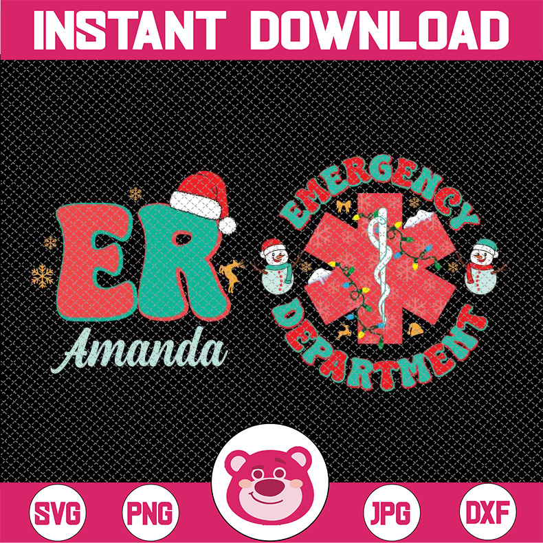 Custom Name ER Nurse Christmas Svg, Cute Emergency Departmen | Inspire ...