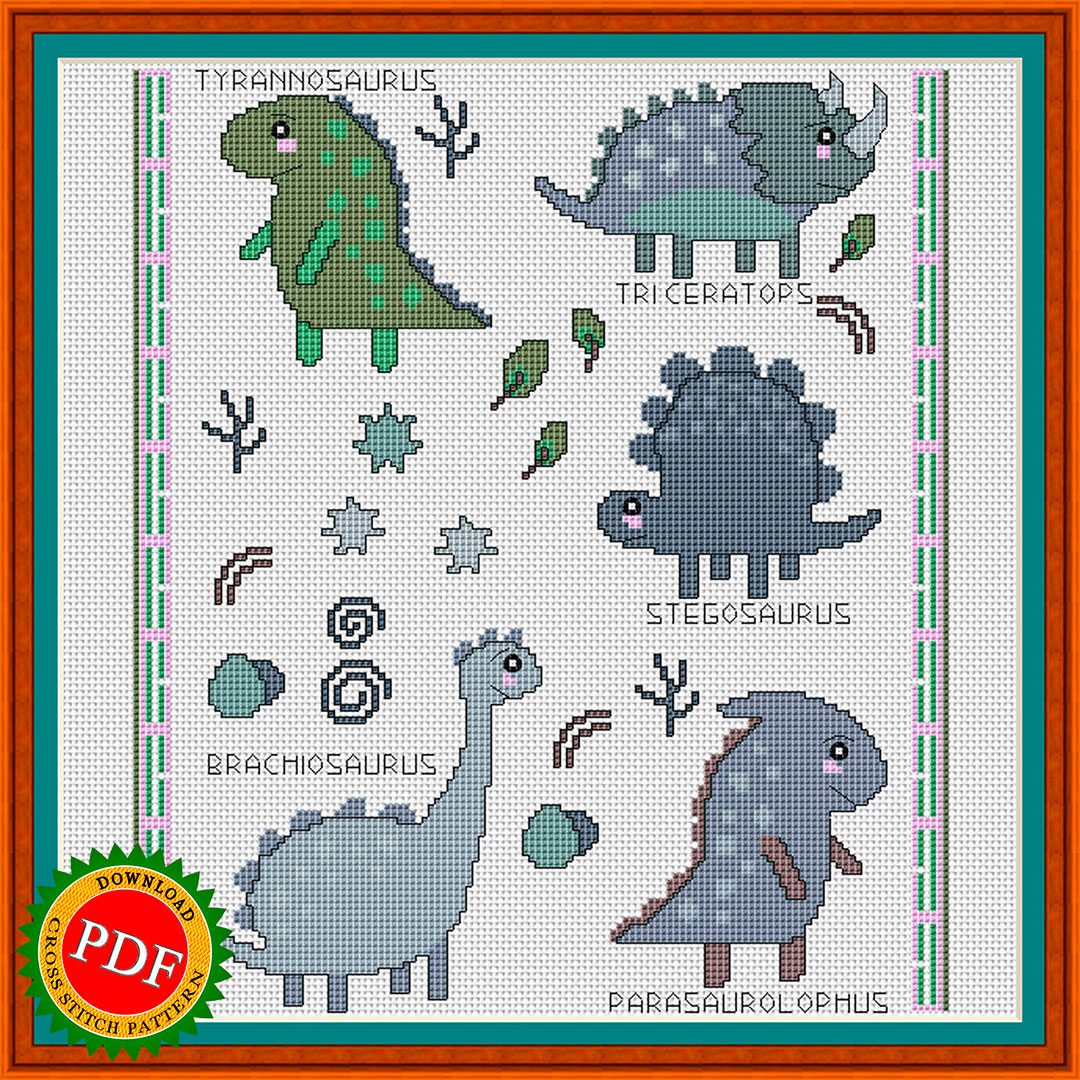Dinosaurs Cross Stitch Pattern | Inspire Uplift
