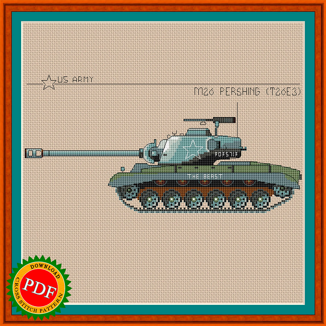 Pershing M26 Cross Stitch Pattern | Inspire Uplift