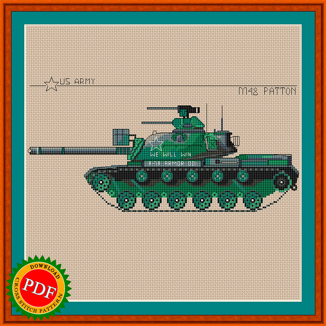 M48 Patton Cross Stitch Pattern | Inspire Uplift