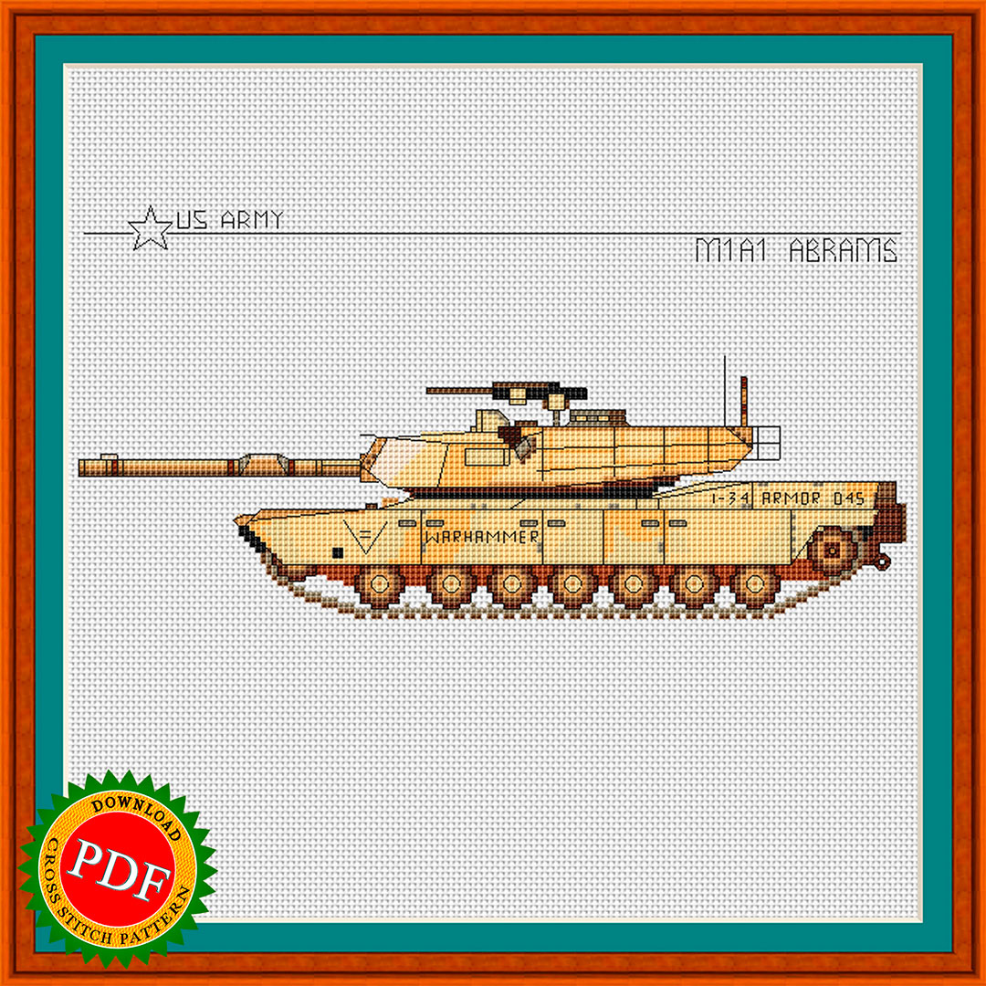 M1 Abrams Cross Stitch Pattern - Inspire Uplift