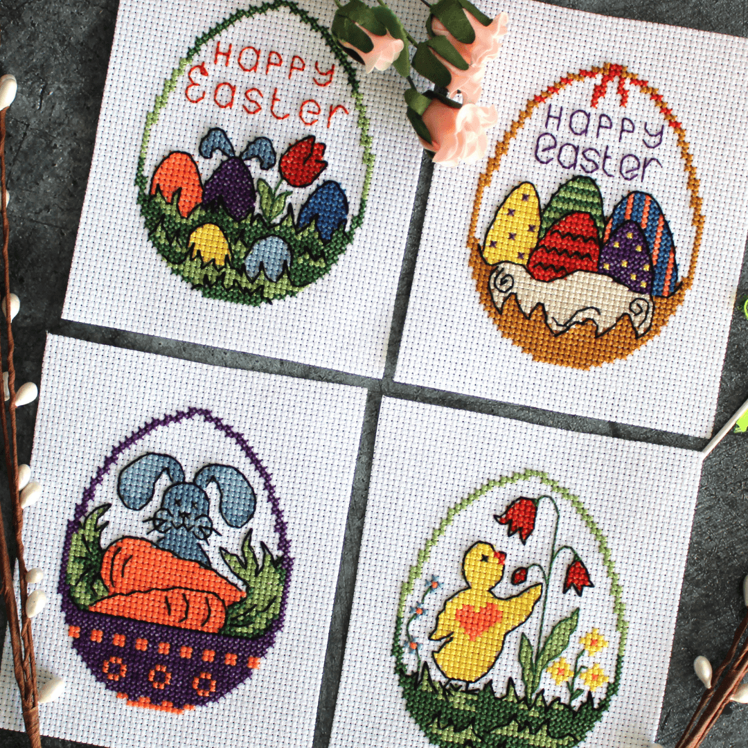 Set of 4 Easter cross stitch patterns, easy cross stitch pat | Inspire ...